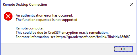 Windows 10 RDP CredSSP Encryption Oracle Remediation Error Fix ...